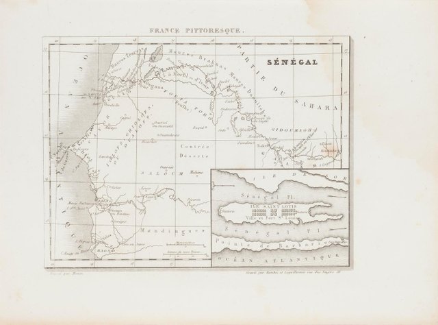 Unknown, Ancient Map of Senegal, Etching, 19th Century for sale at Pamono