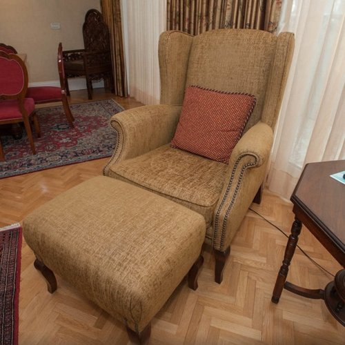 Wing chair and ottoman store