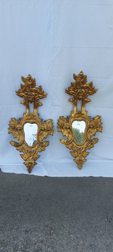 Specchi antichi foglia oro, Spagna, set di 2 in vendita su Pamono