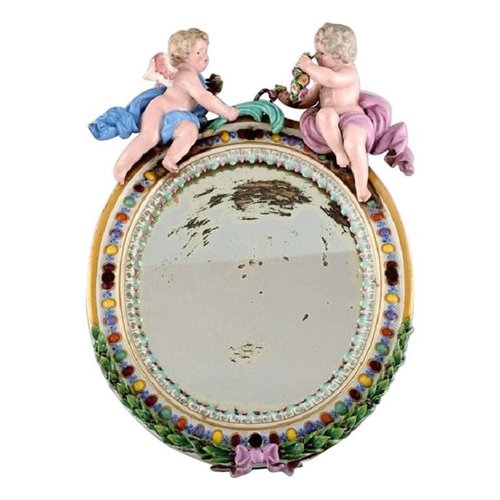 Antique Porcelain Mirror from Meissen for sale at Pamono