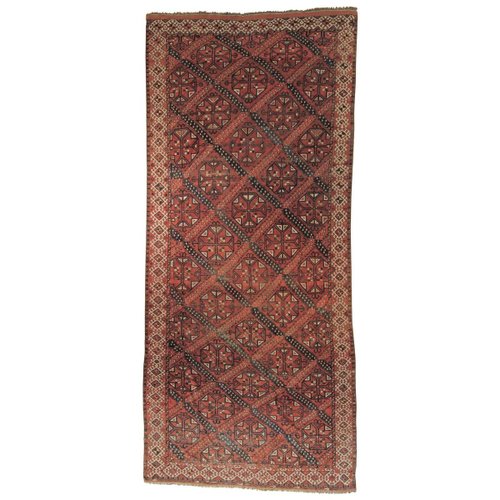 Red Blue White Geometric Rug, 1870s for sale at Pamono