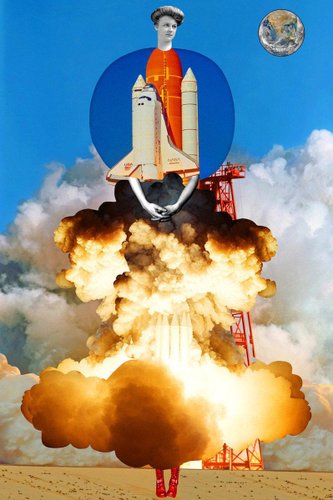 Plate No. 206, Abstract, Collage, Women in History, Rocket Launch for sale at Pamono