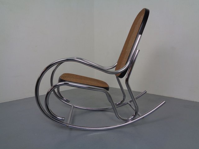 Mid-Century Tubular Steel & Mesh Rocking Chair, 1960s for sale at Pamono