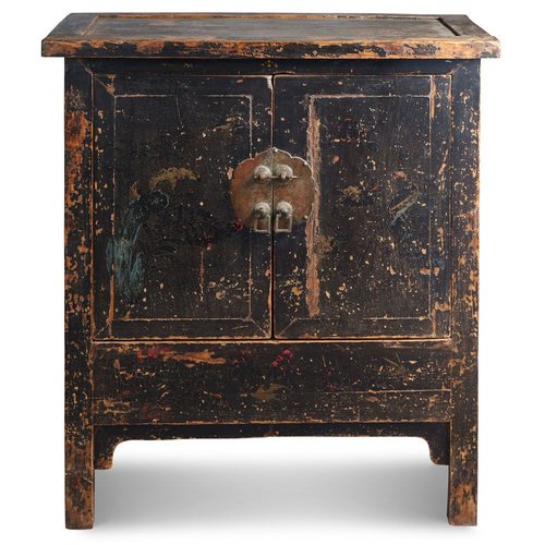 Antique Black Lacquered Side Cabinet for sale at Pamono
