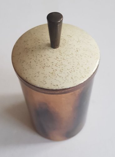 Handmade Brass Box with Enamelled Lid, 1960s for sale at Pamono