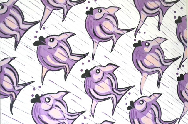 Lilac Fish, Contemporary Watercolor for sale at Pamono