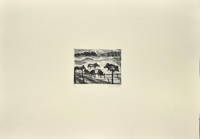 Nazareno Gattamelata, Animals in the Corral, Original Etching on Paper ...