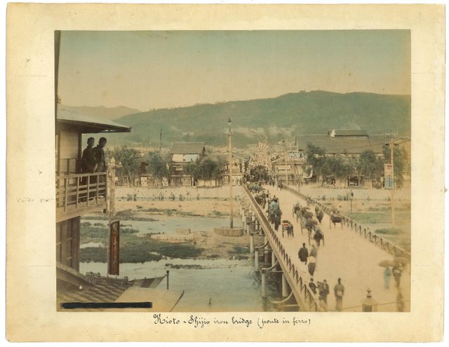Unknown, Ancient View of Kyoto, Shinjio Iron Bridge, Albumen Print ...