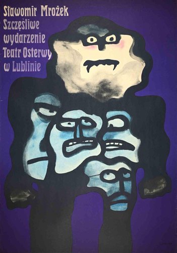 Sławomir Mrożek, Vintage Poster, 1970s for sale at Pamono