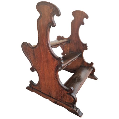 Large Antique Italian Carved Walnut 3-Step Library Ladder for sale at ...