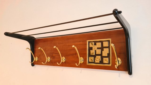 Coat Rack with Brass Details by Alfred Hendrickx for sale at Pamono