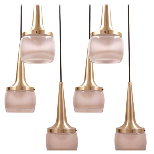 Messing & Glas Kaskadenleuchte von Staff, 1960er bei Pamono kaufen