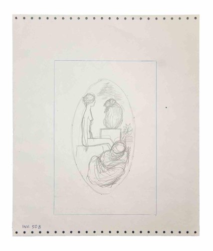 Leo Guida, Nude Sybil, Original Pencil Drawing, 1970s for sale at Pamono