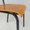 Mid-Century Italian Modern Beech Wood and Black Metal School Chair ...