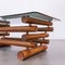 Wooden Coffee Table with Glass Smoke Design, 1970s for sale at Pamono