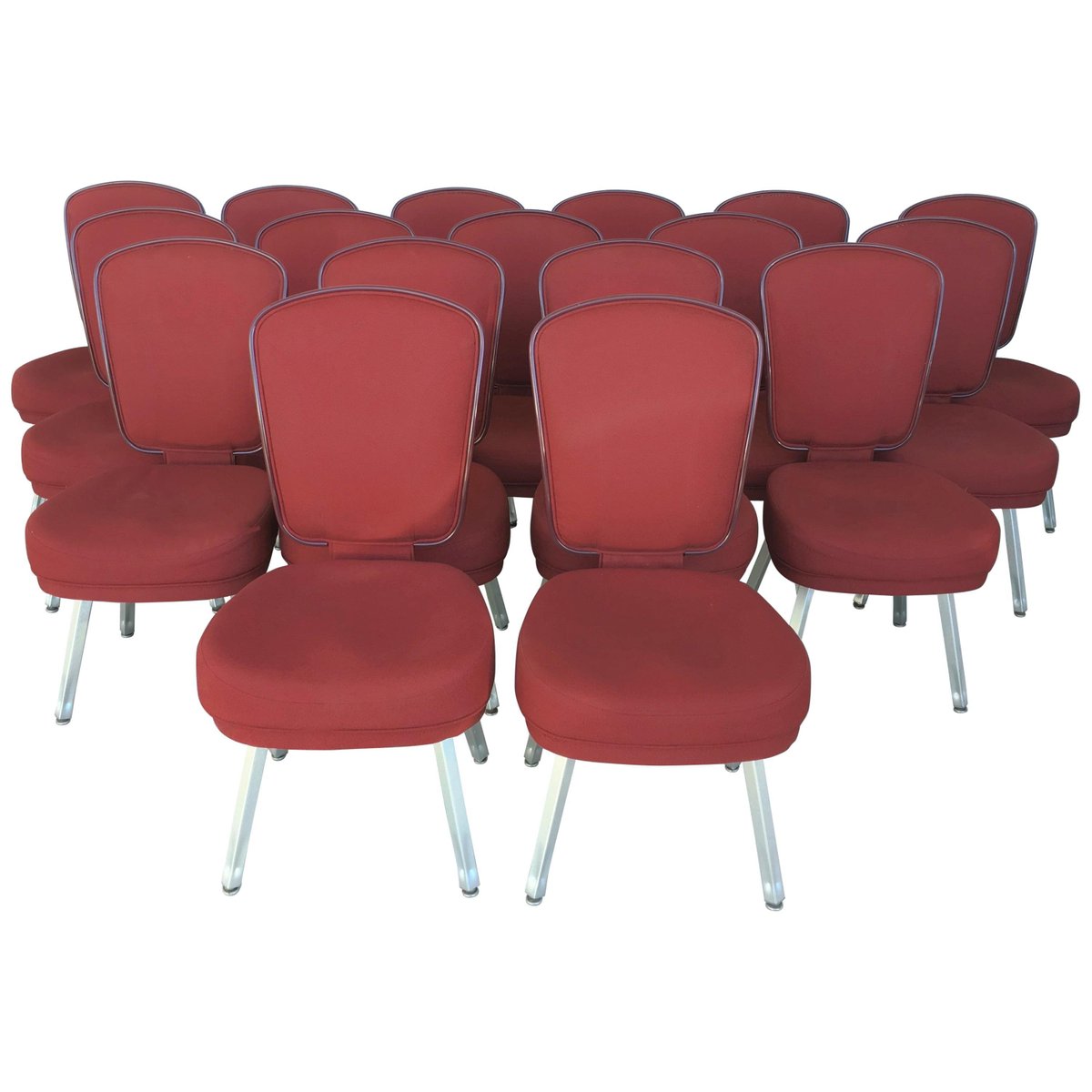 Conference or Dining Chairs in Steel and Red Wool, Set of 17 for sale ...