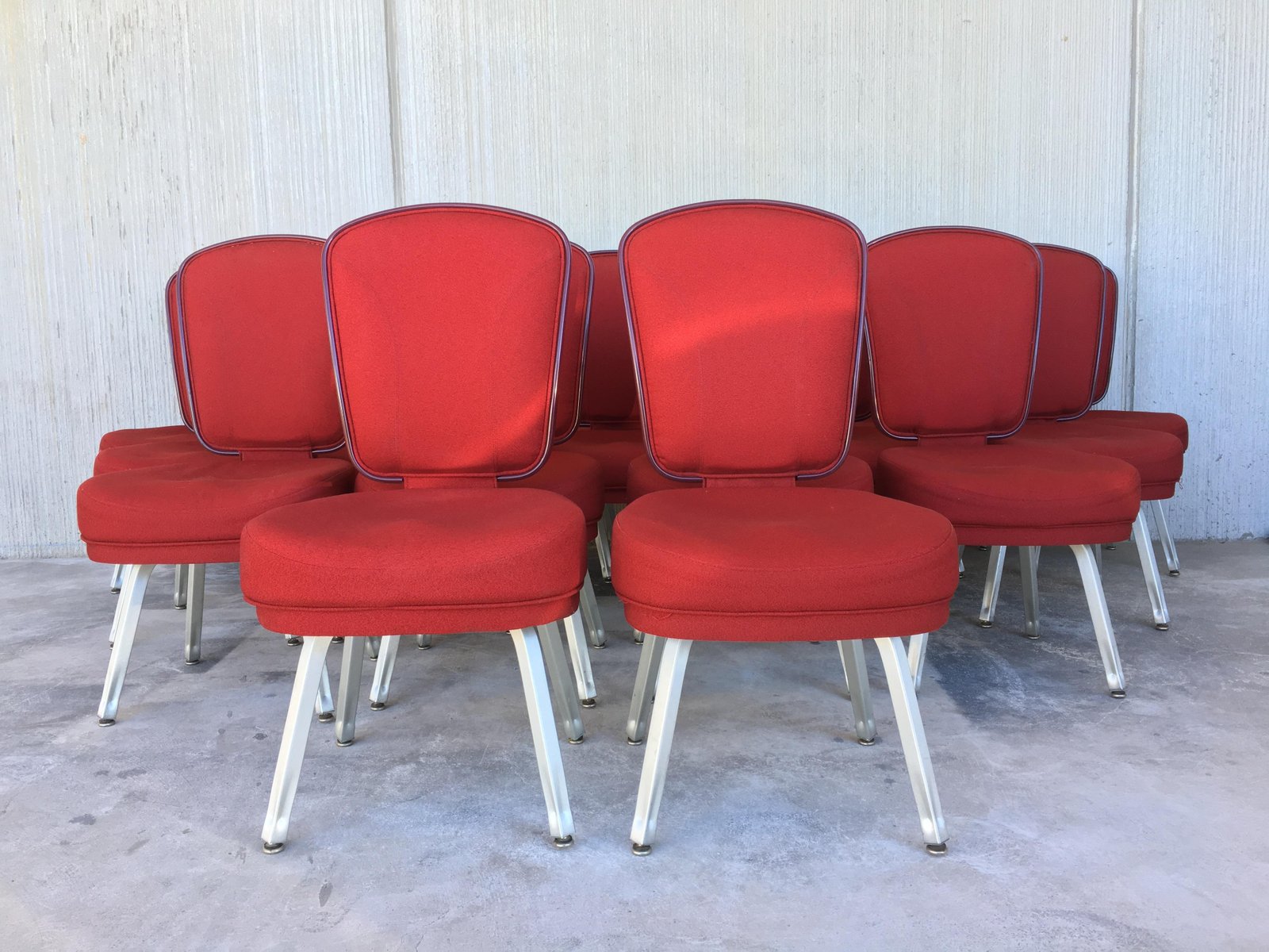 Conference or Dining Chairs in Steel and Red Wool, Set of 17 for sale ...