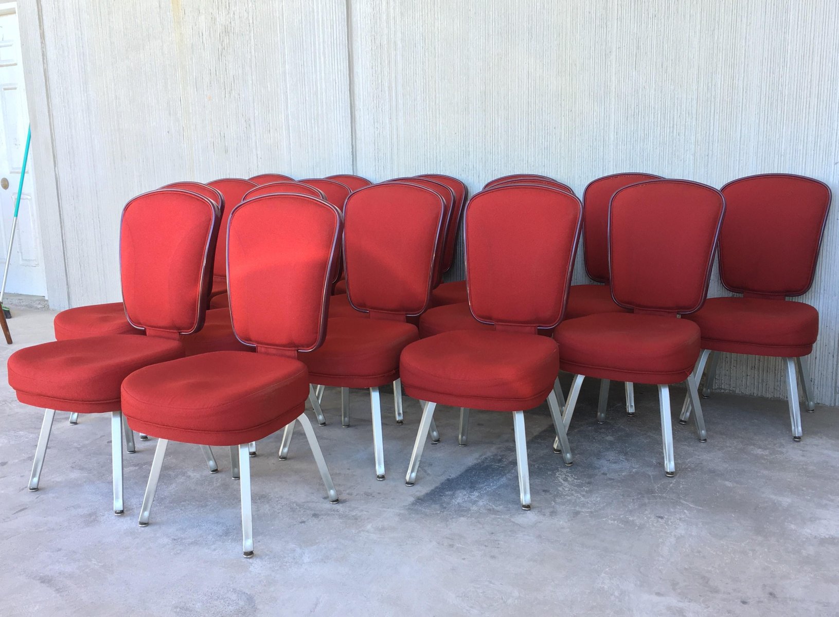 Conference or Dining Chairs in Steel and Red Wool, Set of 17 for sale ...