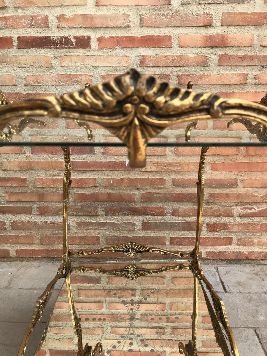 Baroque Brass Two-Tier Bar Cart for sale at Pamono