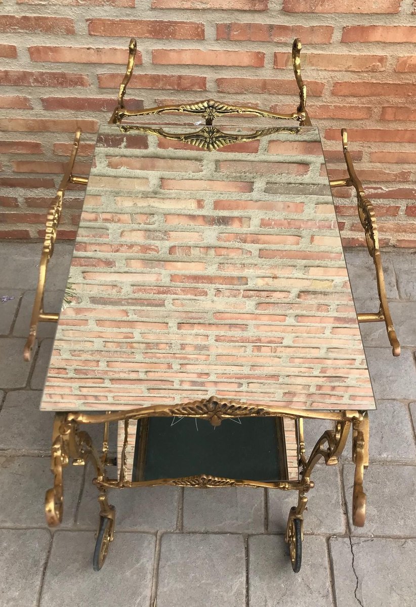 Baroque Brass Two-Tier Bar Cart for sale at Pamono