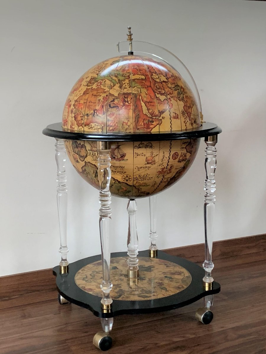 Mid-20th Century Acrylic Glass and Ebonized Globe Cocktail Cabinet for ...