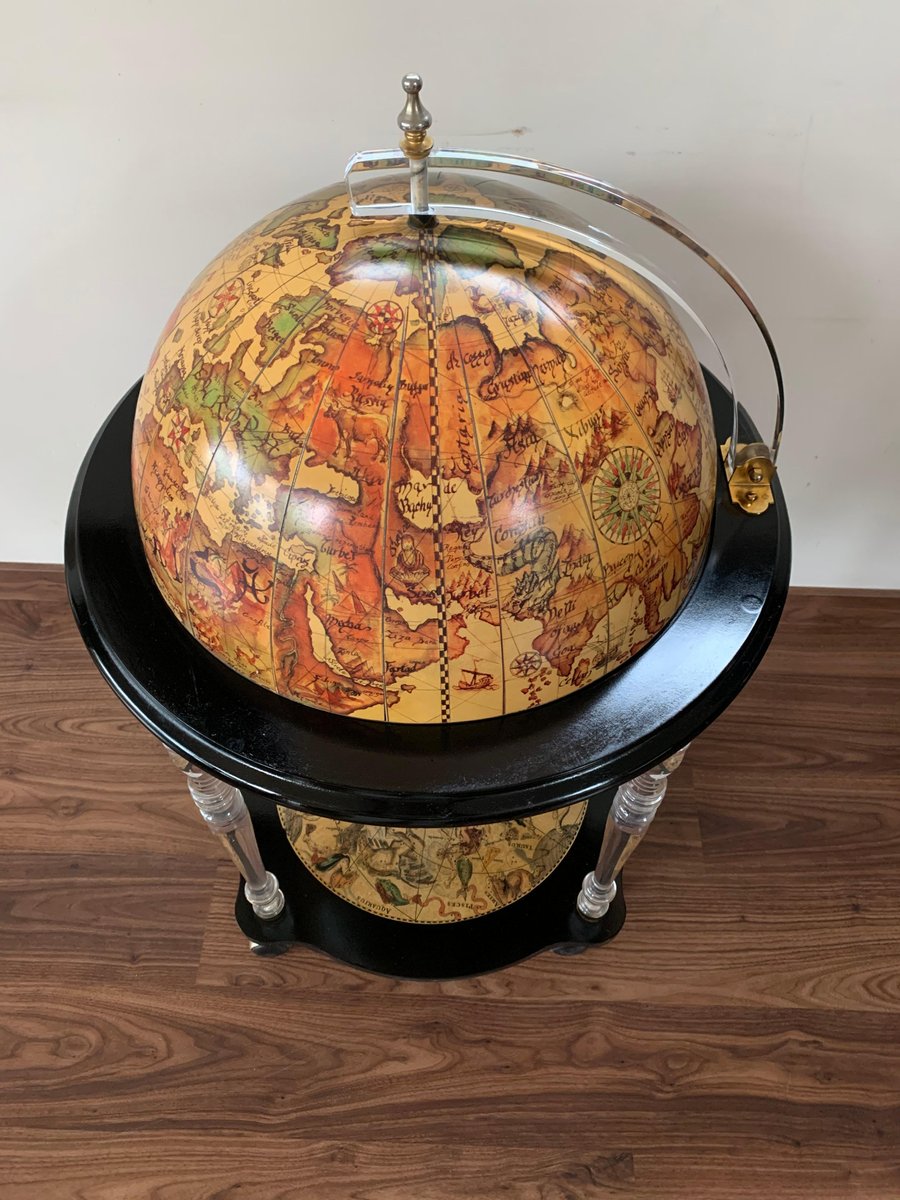 Mid-20th Century Acrylic Glass and Ebonized Globe Cocktail Cabinet for ...