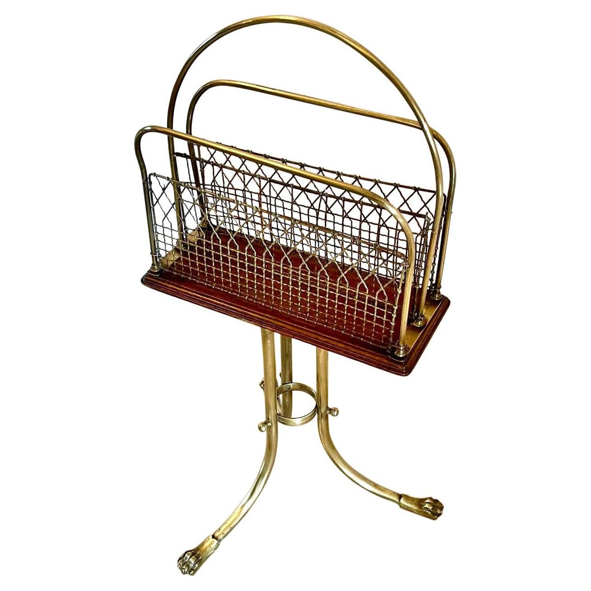 Antique Victorian Brass and Mahogany Revolving Magazine Stand for sale ...