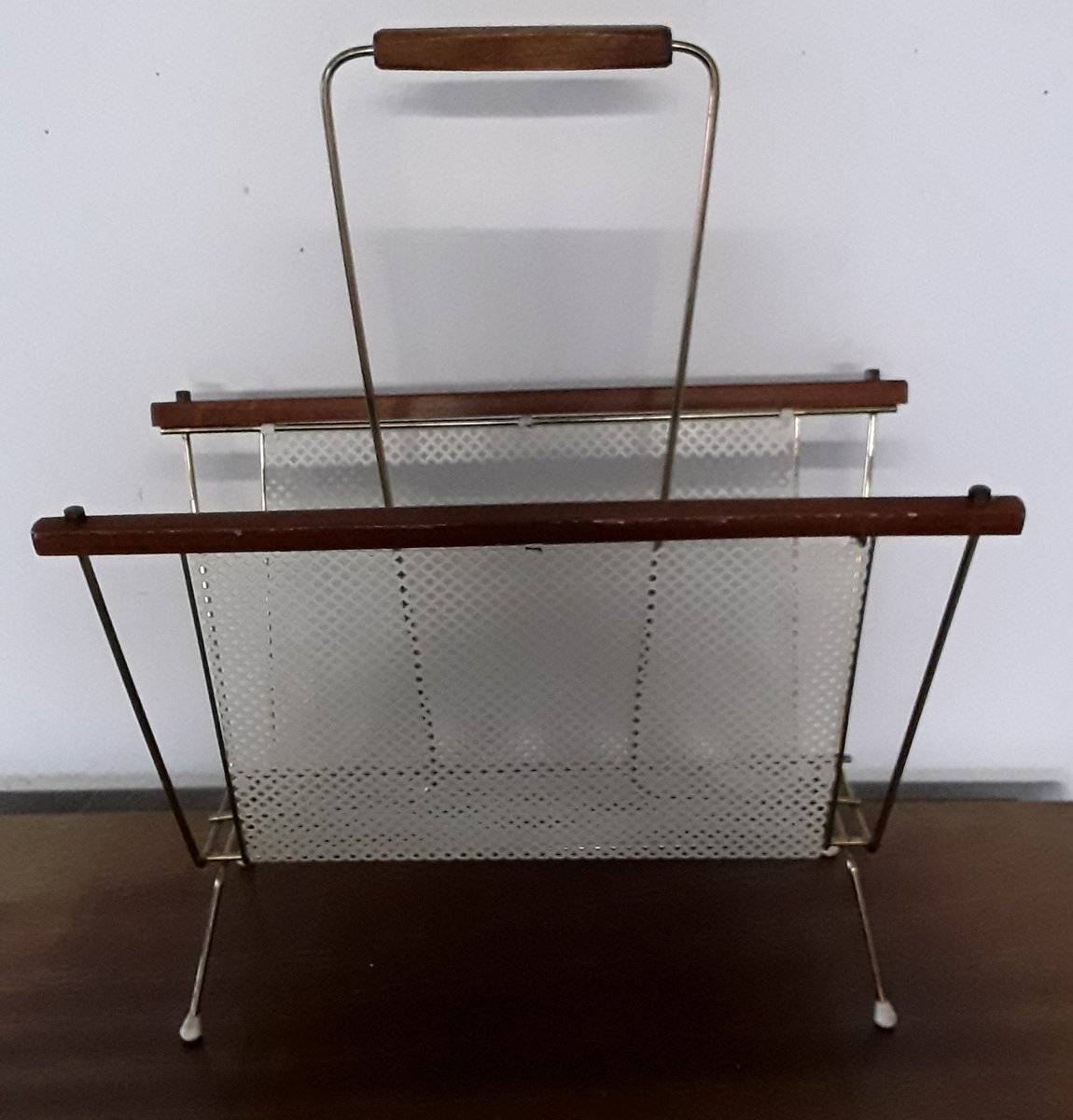 Vintage Newspaper Stand with Brass Frame, 1970s for sale at Pamono