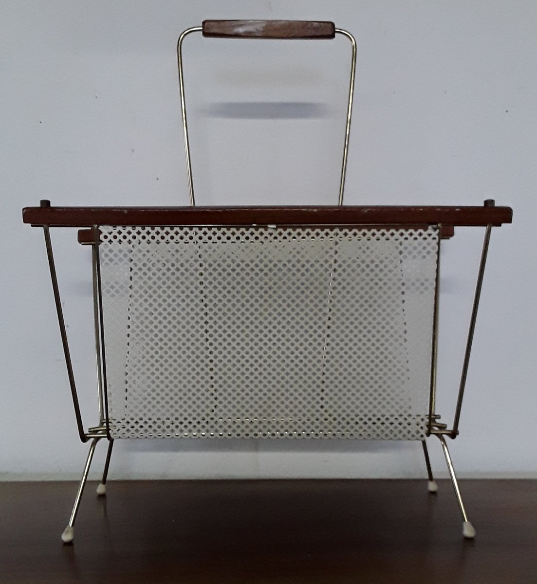 Vintage Newspaper Stand with Brass Frame, 1970s for sale at Pamono