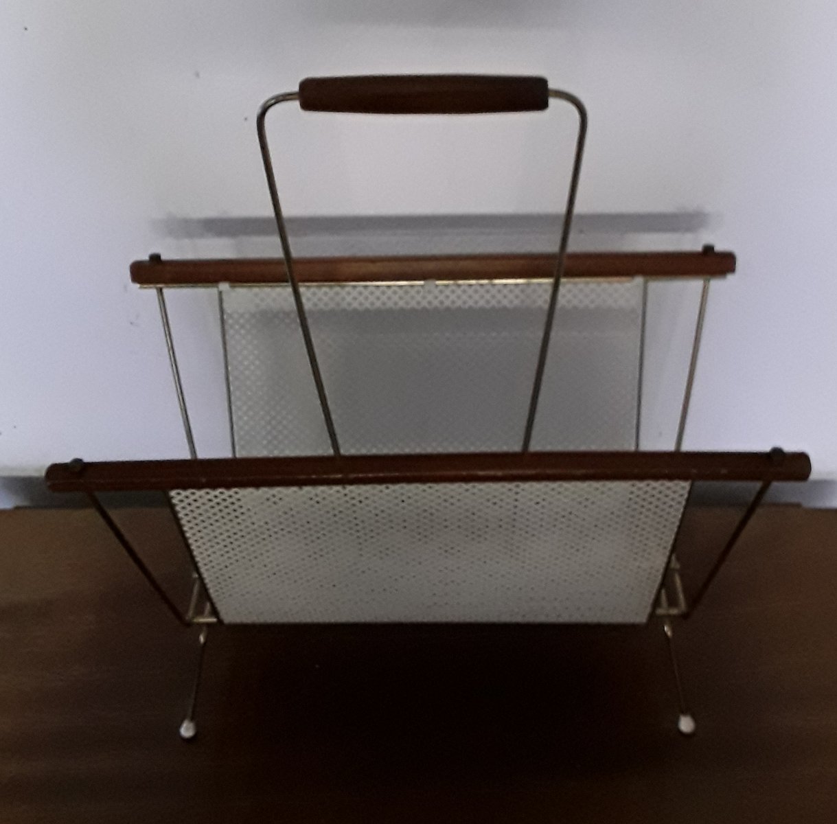 Vintage Newspaper Stand with Brass Frame, 1970s for sale at Pamono