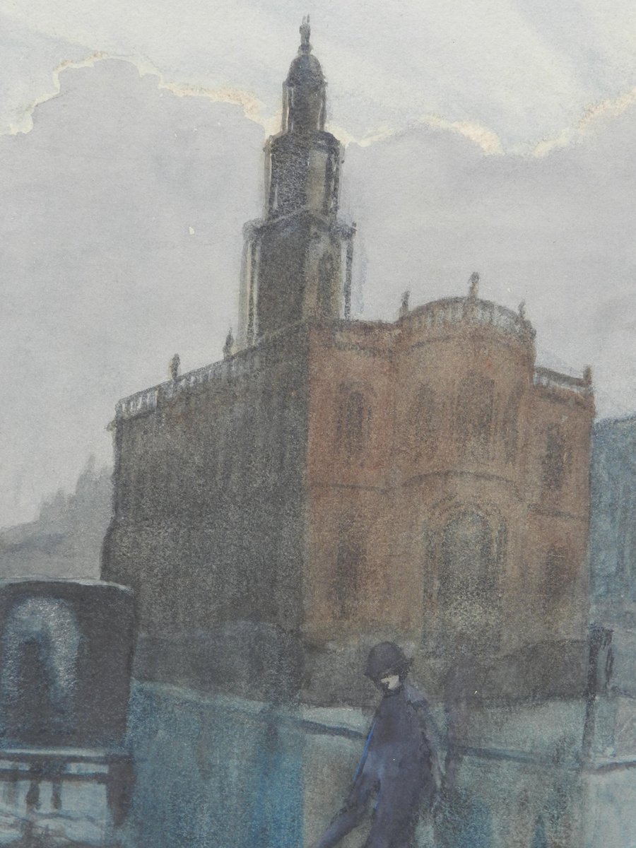 Rain Watercolor by Rob Moore, Early 20th Century for sale at Pamono