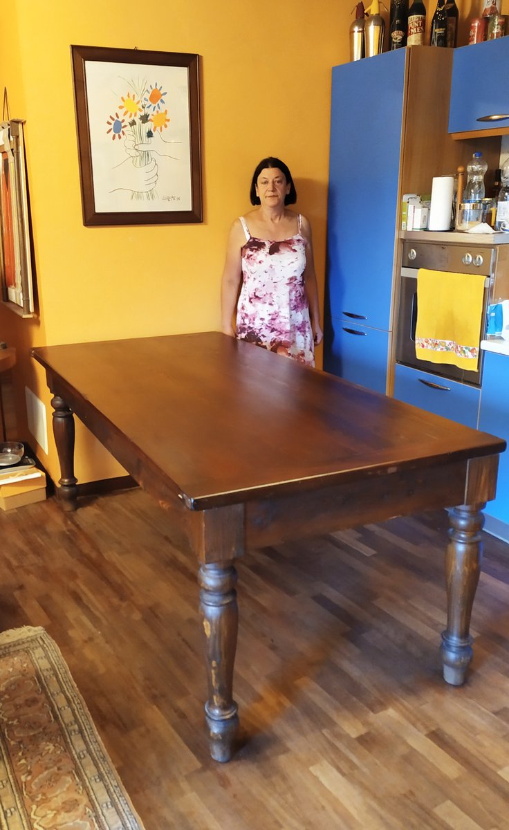 Large Pinewood Bistro Table, 1920s for sale at Pamono