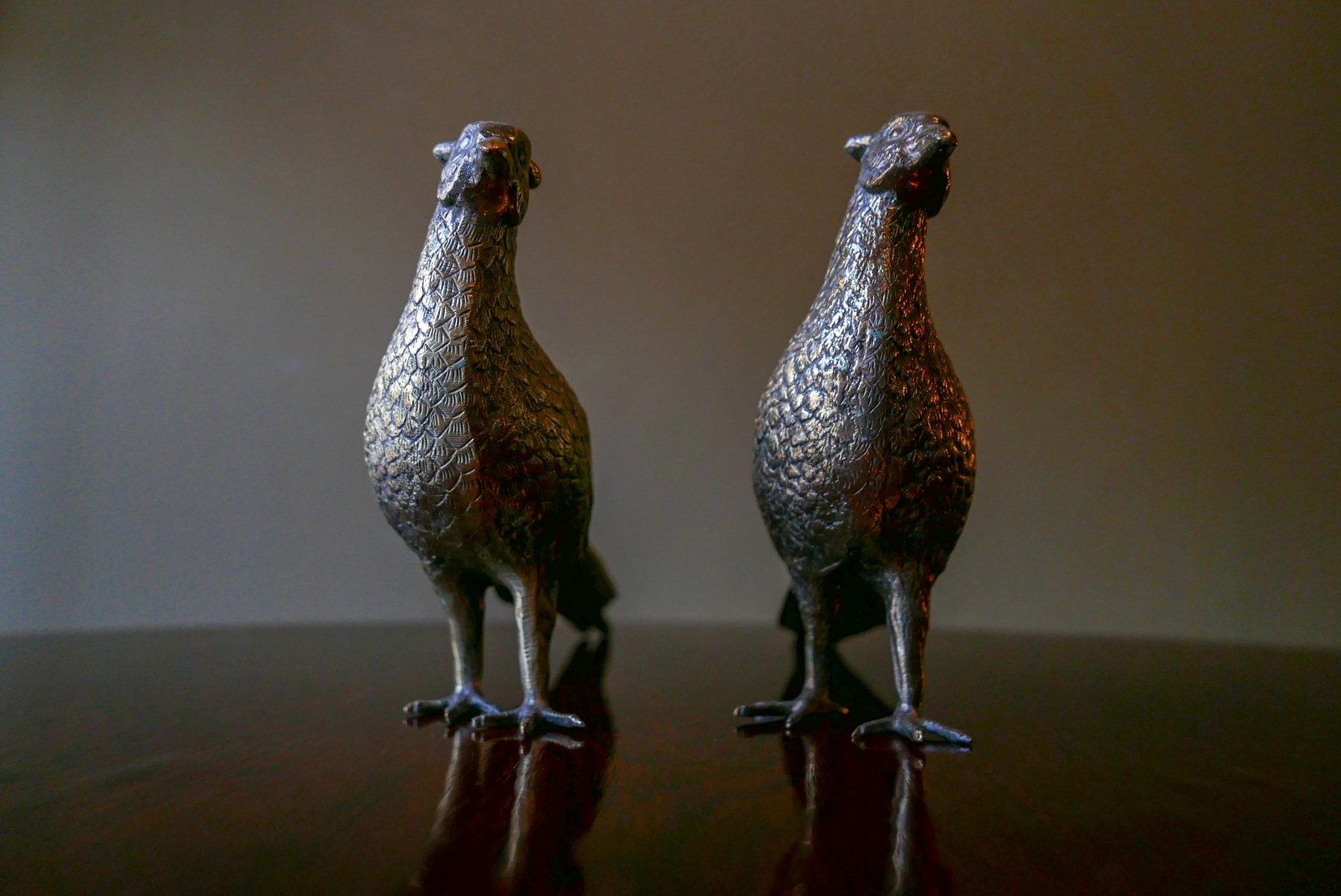 Fagian Statuettes with Bronze and Silver Plating, Set of 2 for sale at ...