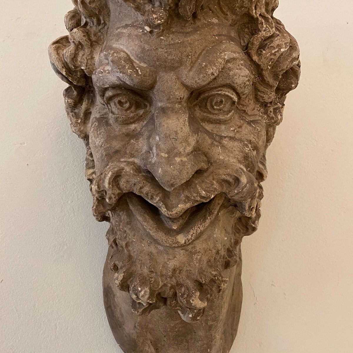 Large Art Deco French Plaster Head of a Satyr, 1930s for sale at Pamono