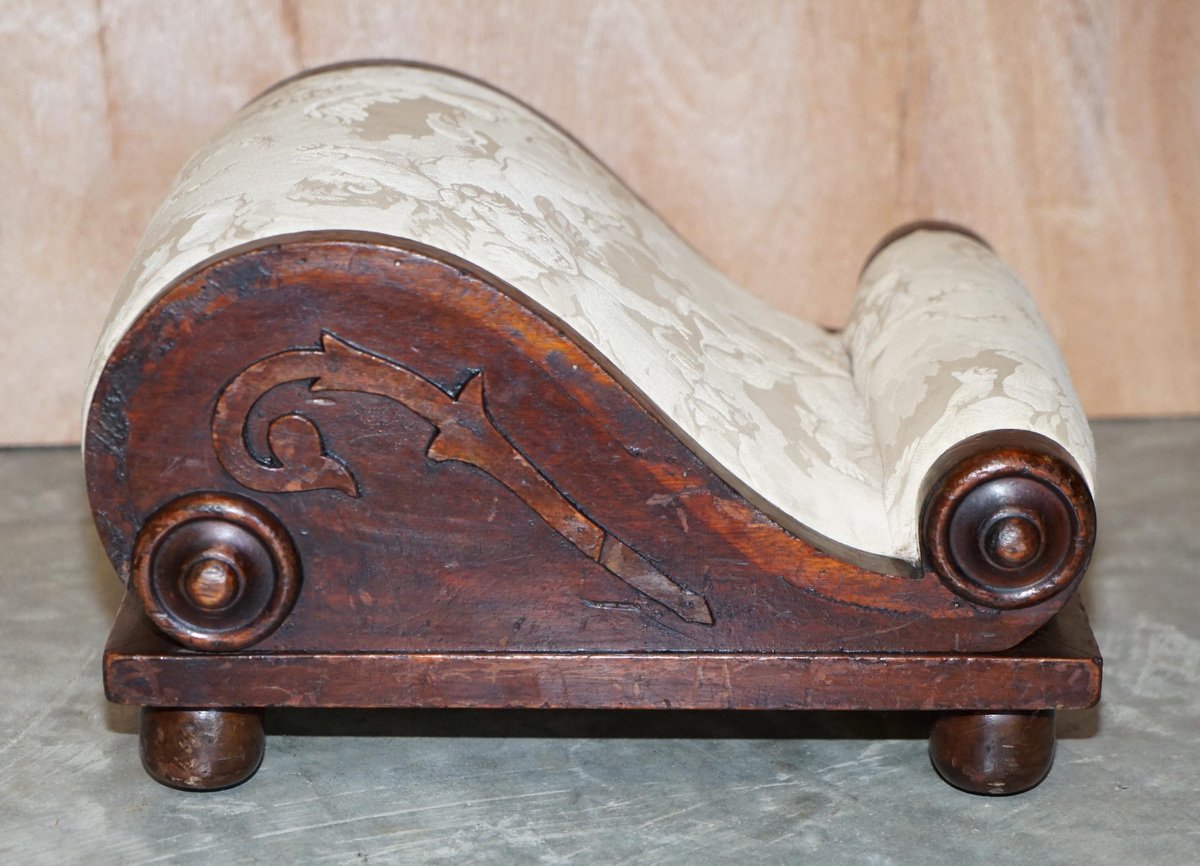 Antique Georgian Footstool with Angel Cherub Upholstery, 1800s for sale ...