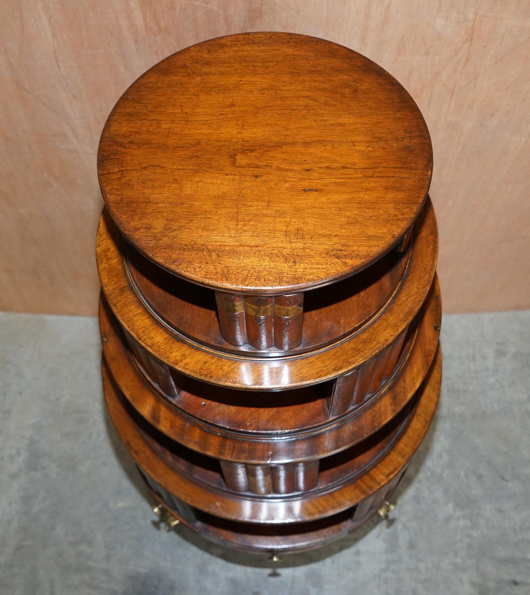 Regency Revolving Hardwood Library Bookcase with Faux Books, 1810s for ...