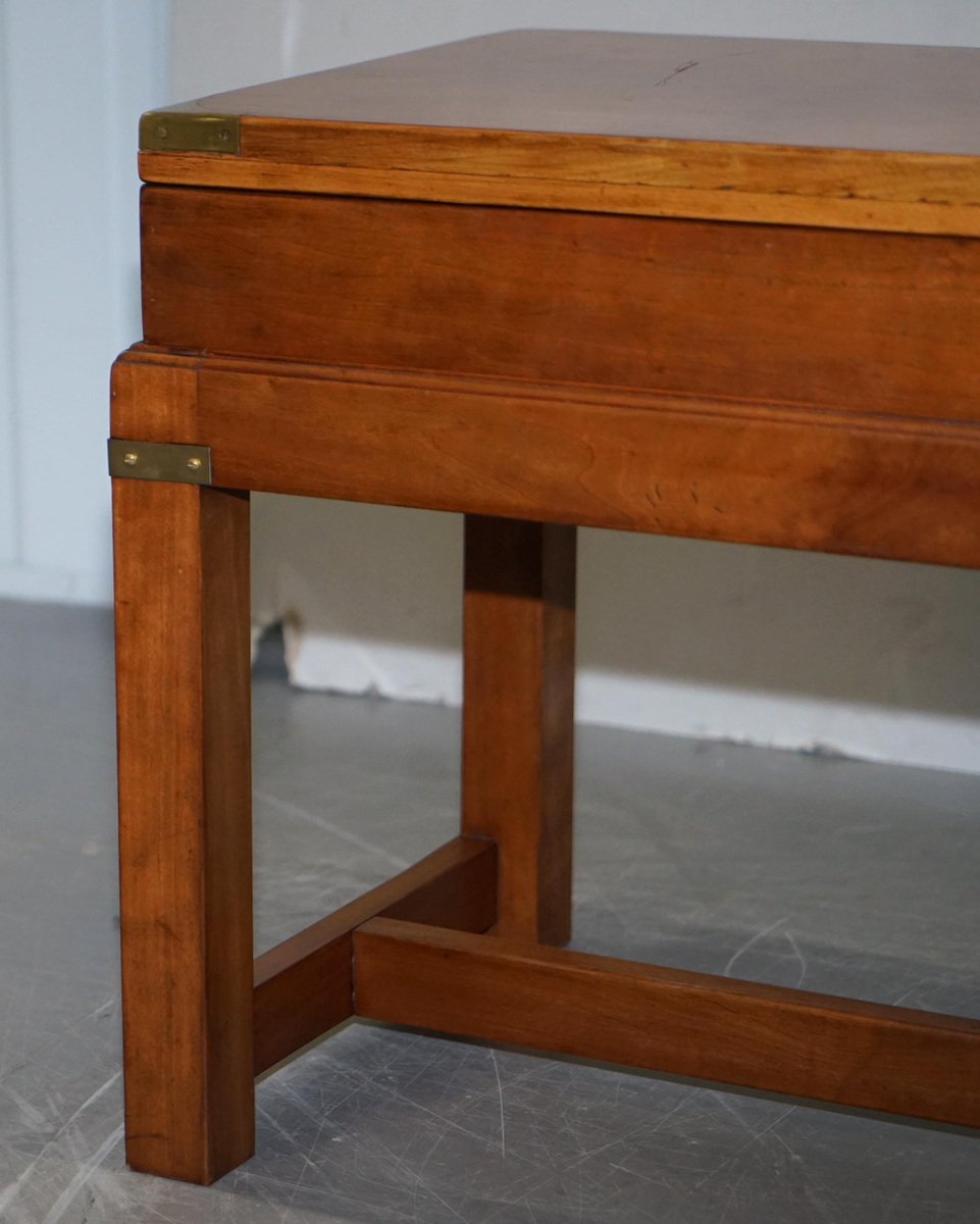 Burr Yew Wood Military Campaign Gun Case Side Table on Original Base ...