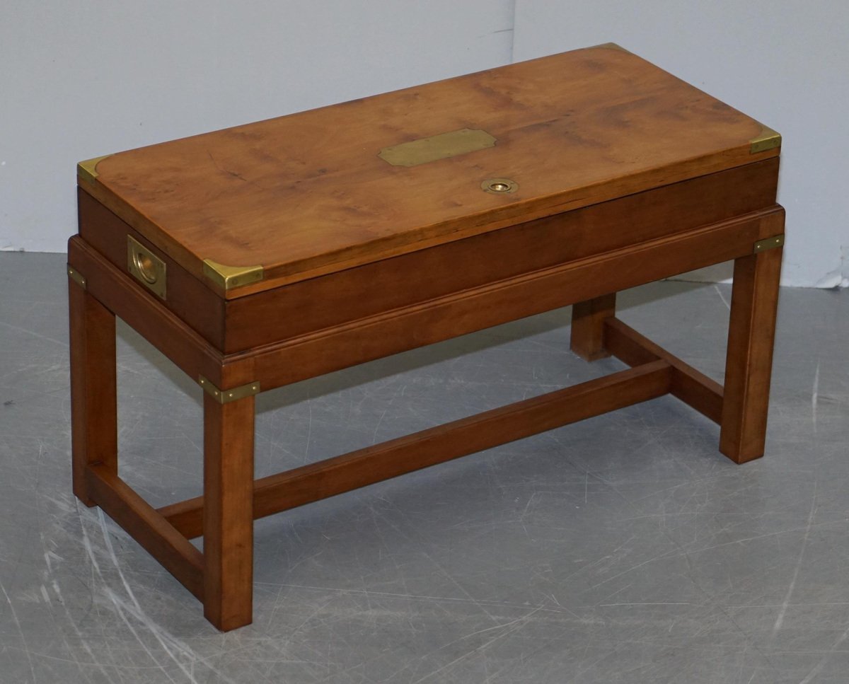 Burr Yew Wood Military Campaign Gun Case Side Table on Original Base ...