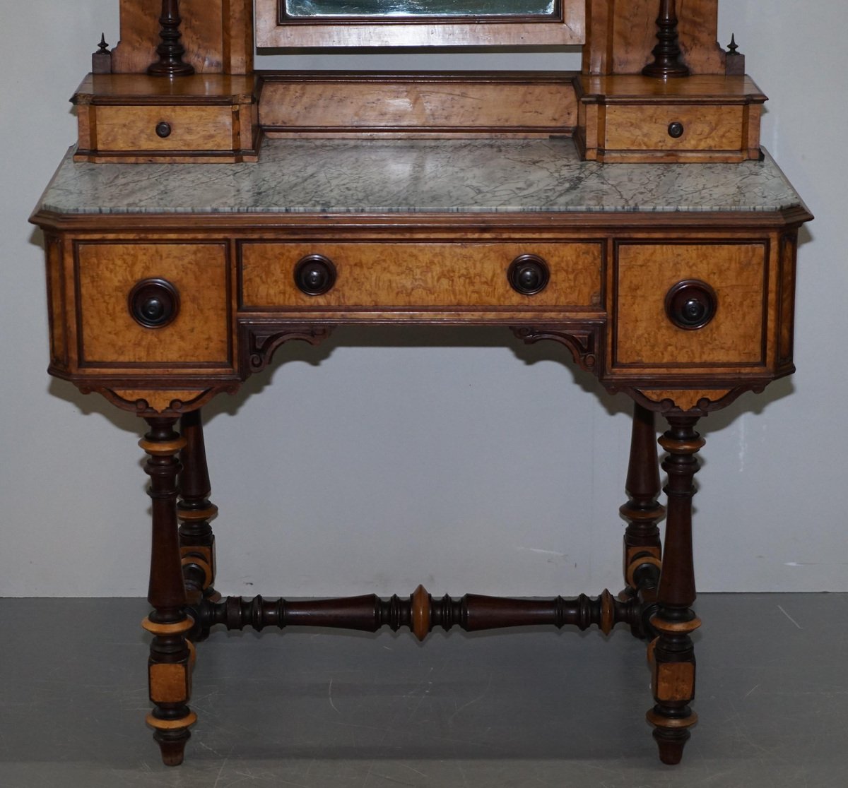 Victorian Burr Satinwood Dressing Table with Marble Top, 1880s for sale ...