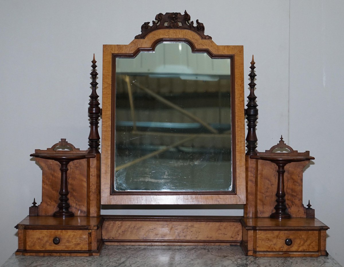 Victorian Burr Satinwood Dressing Table with Marble Top, 1880s for sale ...