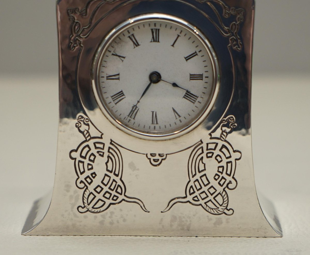 Miniature Tudric Style Carriage Clock in Solid Sterling Silver from ...