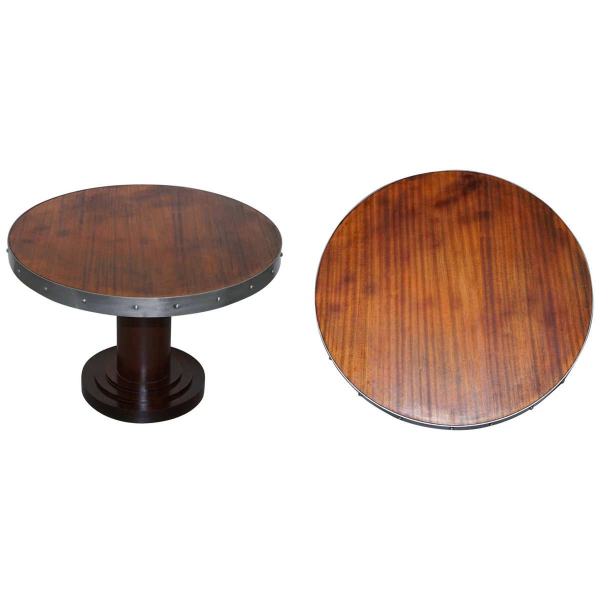 Studded Hardwood Coffee or Side Table with Wrought Iron Strap Work for ...