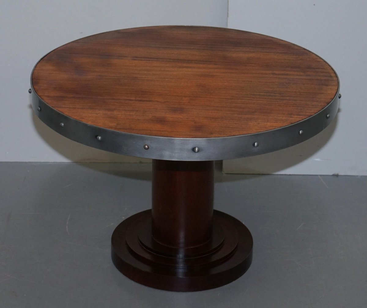 Studded Hardwood Coffee or Side Table with Wrought Iron Strap Work for ...