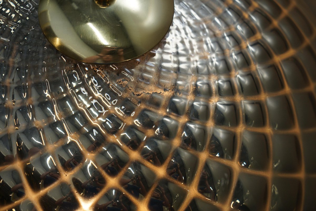 Spherical Diamond Cut Murano Glass Table Lamps in Silver, Set of 2 for ...