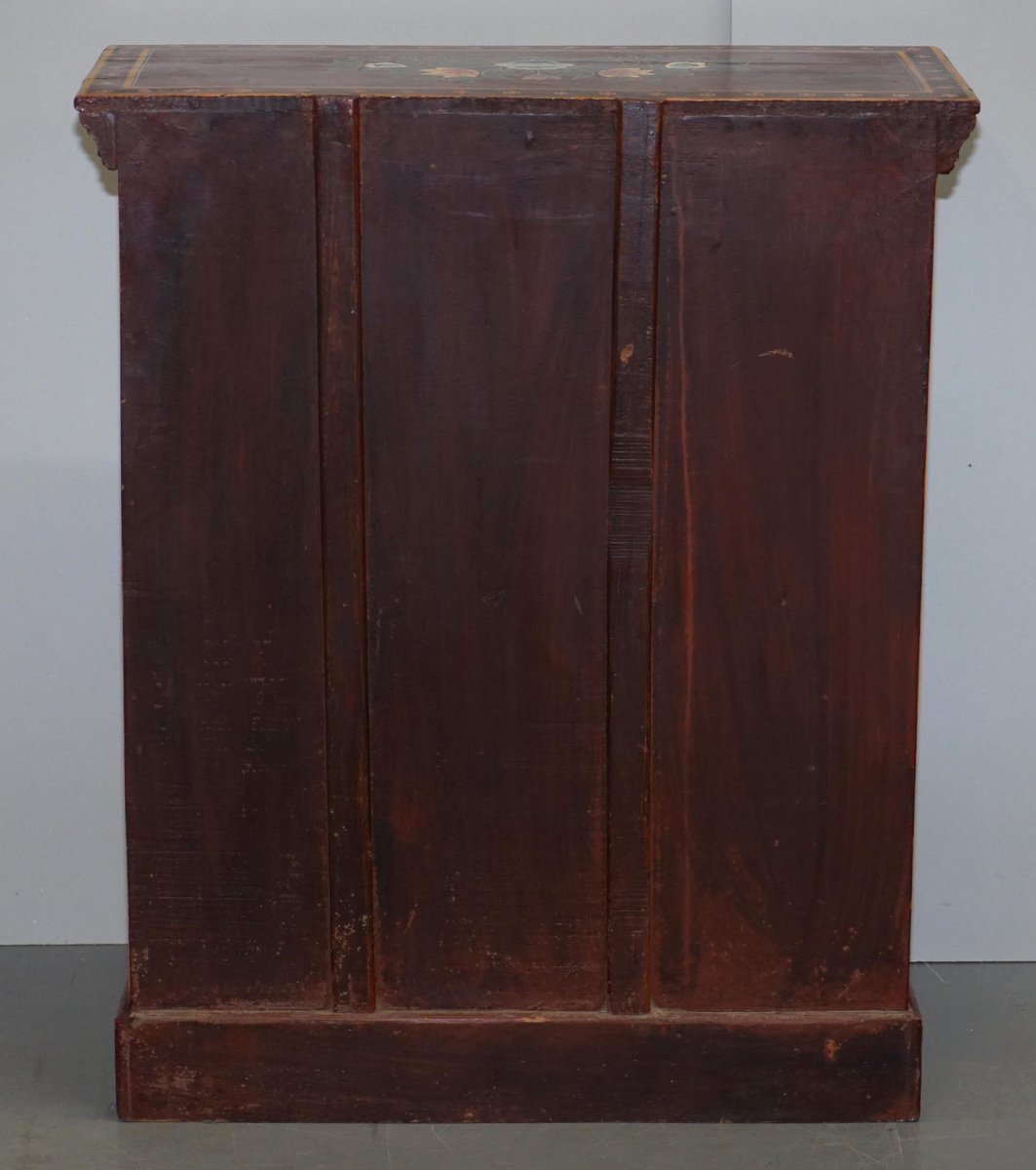 Oriental Hand Painted Side Cupboard or Bookcase with Metal Strap Work ...
