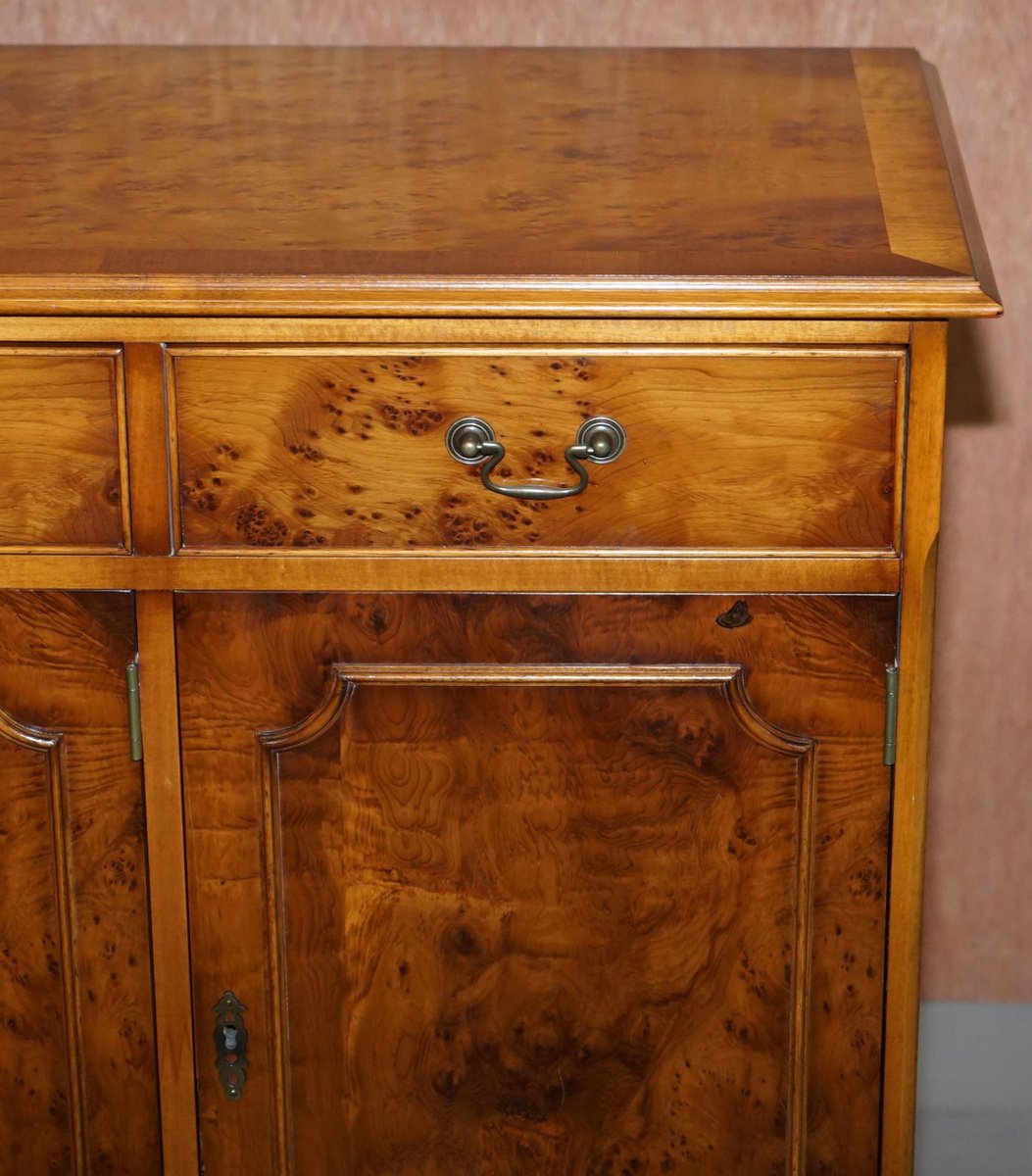 Burr & Yew Wood Sideboard with 3 Drawers, England for sale at Pamono
