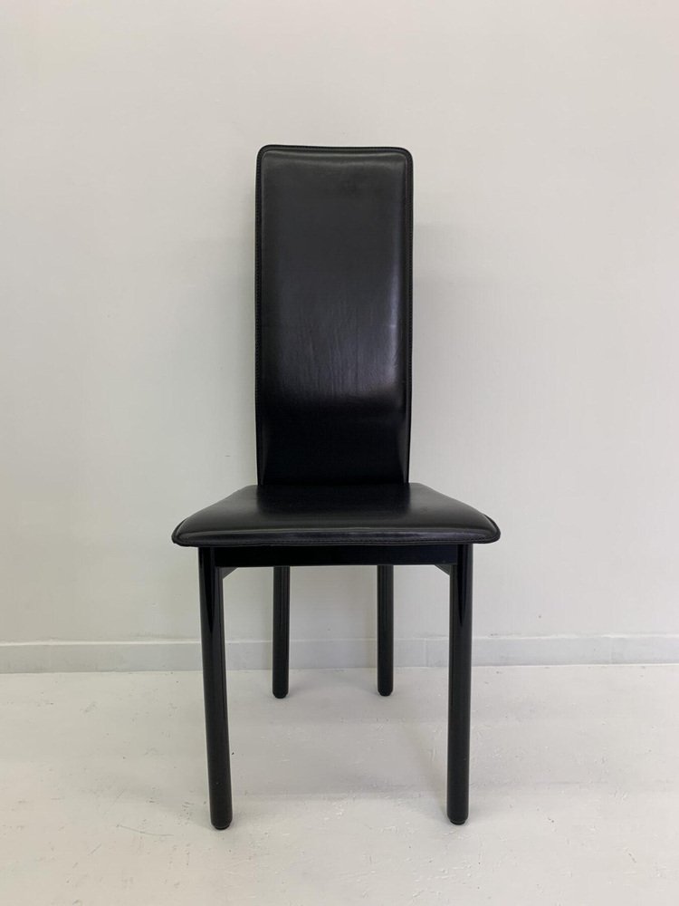 Leather Italian Pozzi Chairs, 1980s, Set of 8 for sale at Pamono