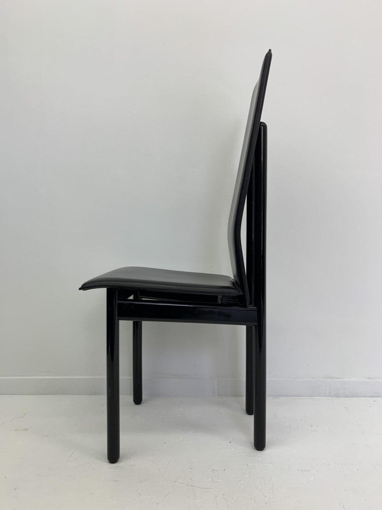 Leather Italian Pozzi Chairs, 1980s, Set of 8 for sale at Pamono