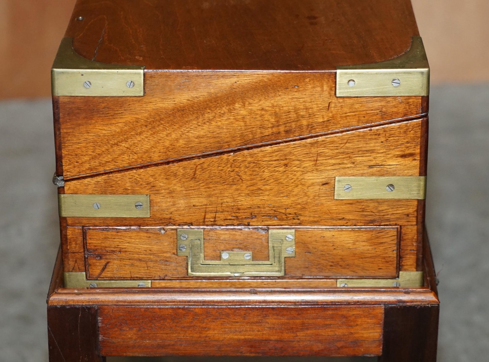 Victorian Hardwood Military Campaign Writing Slope Desk for sale at Pamono