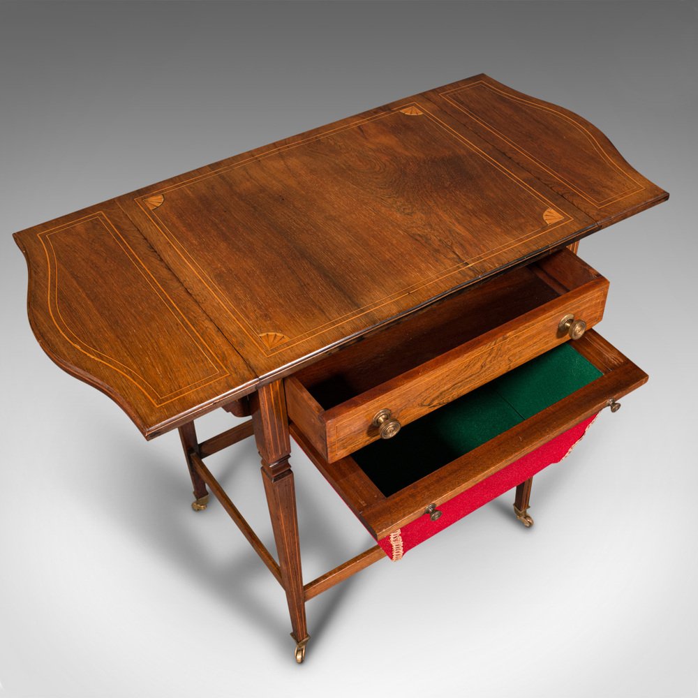 Antique English Regency Drop Leaf Sewing Table in Rosewood, 1820s for ...